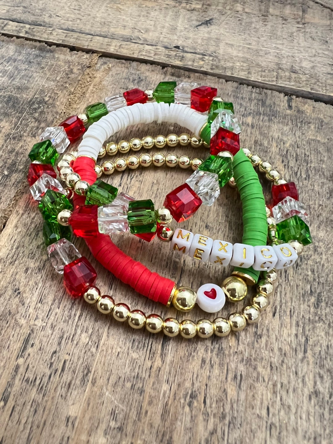 Mexican Independence Day Personalized Heishi Bracelet, Dia De La ...