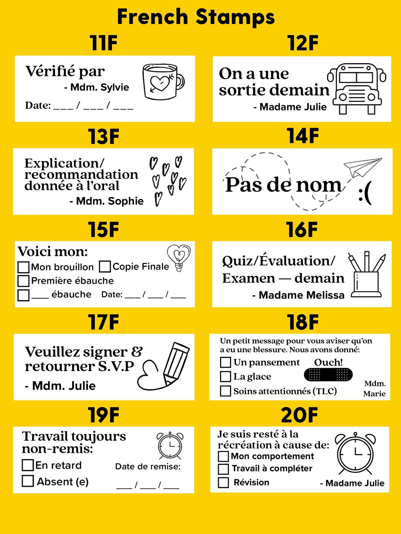 Teacher Stamps - Stamps - Personalized Stamps - French Stamps - French ...
