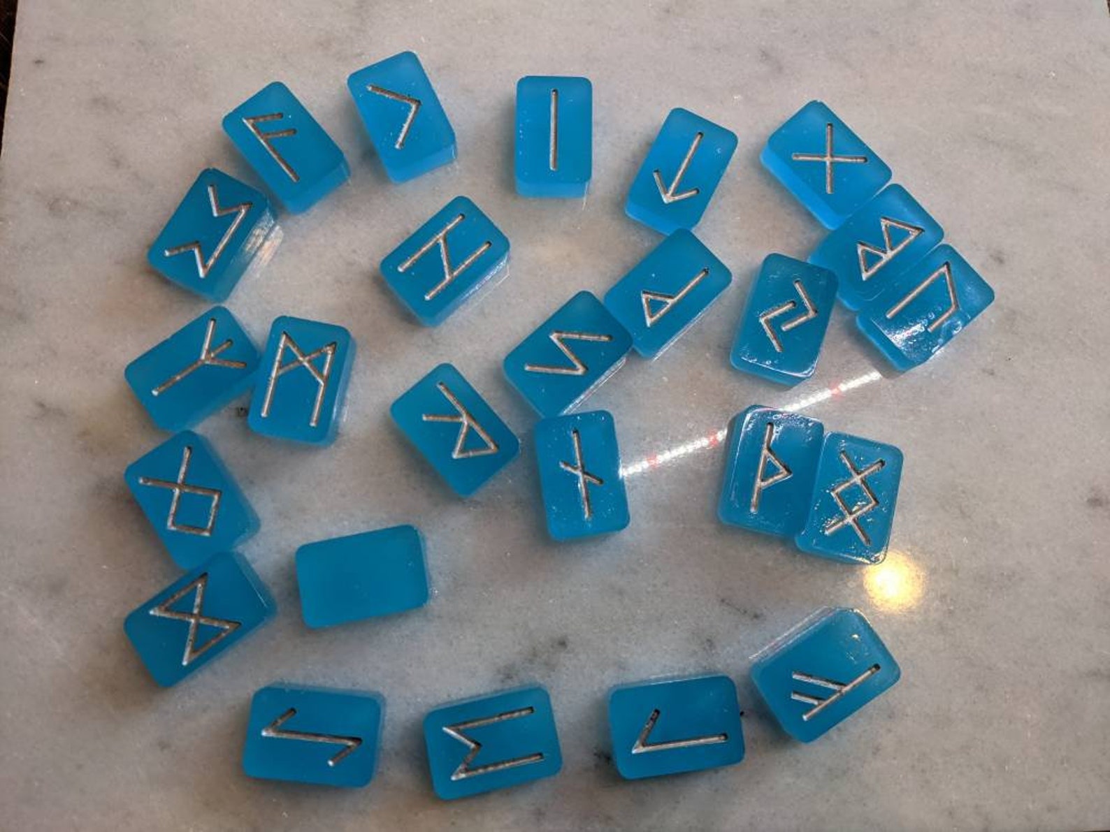 Blue Glow in the Dark Rune Set - Etsy UK