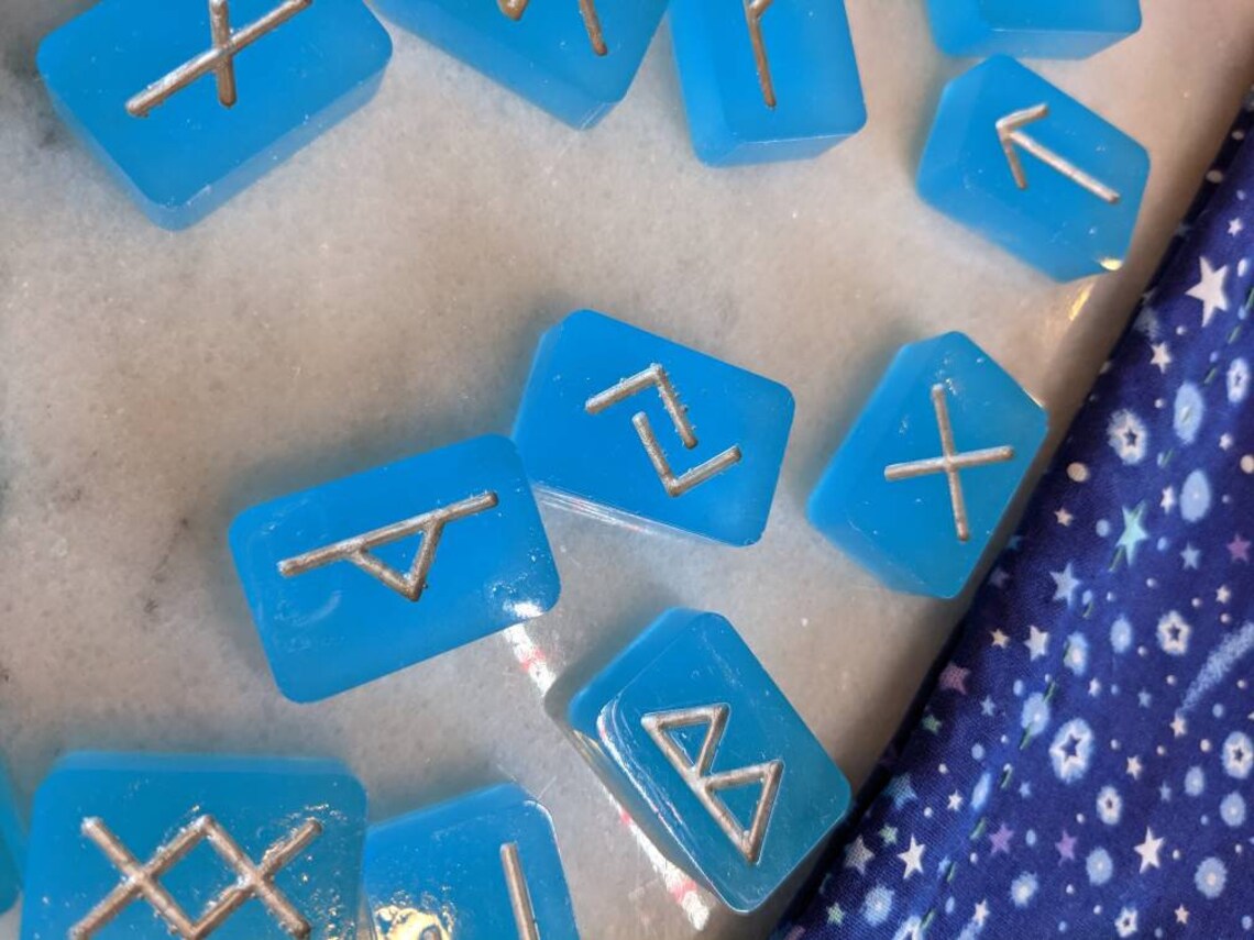 Blue Glow in the Dark Rune Set - Etsy UK