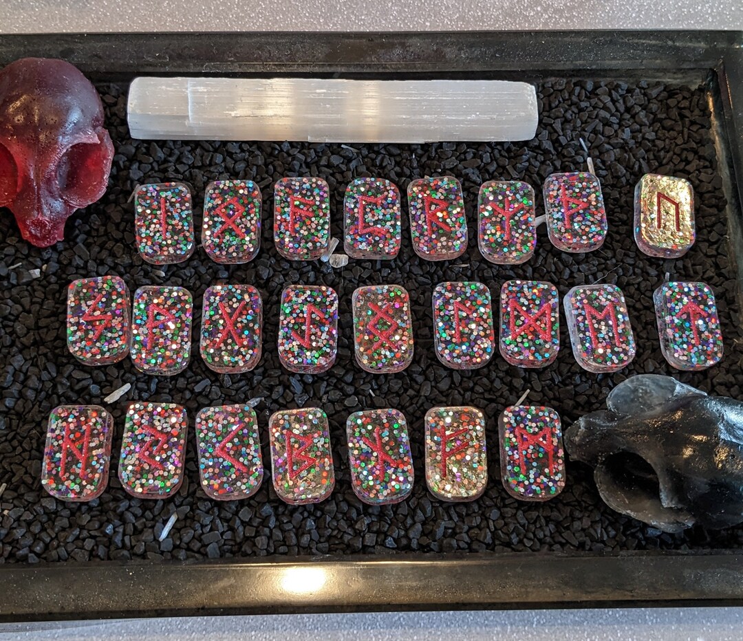 Mini Rainbow Glitter Rune Set - Etsy