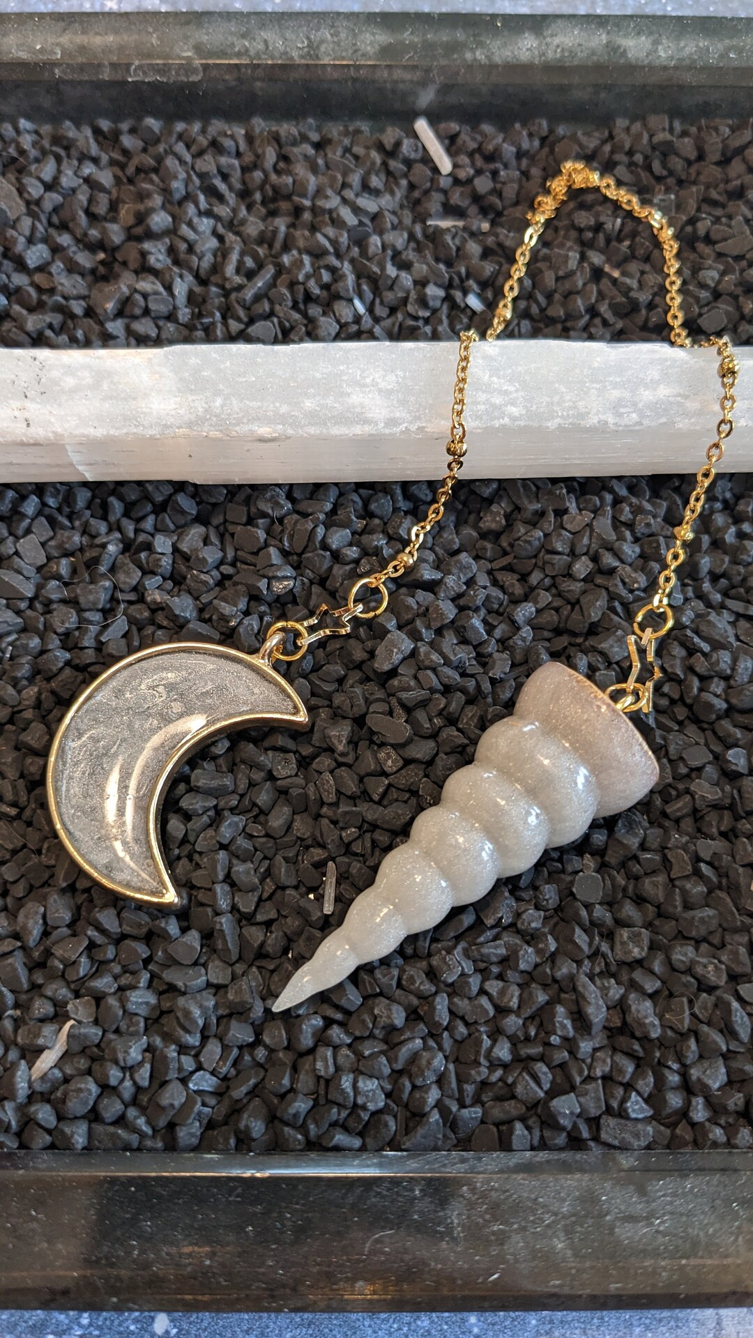 Silver Crescent Moon Pendulum - Etsy