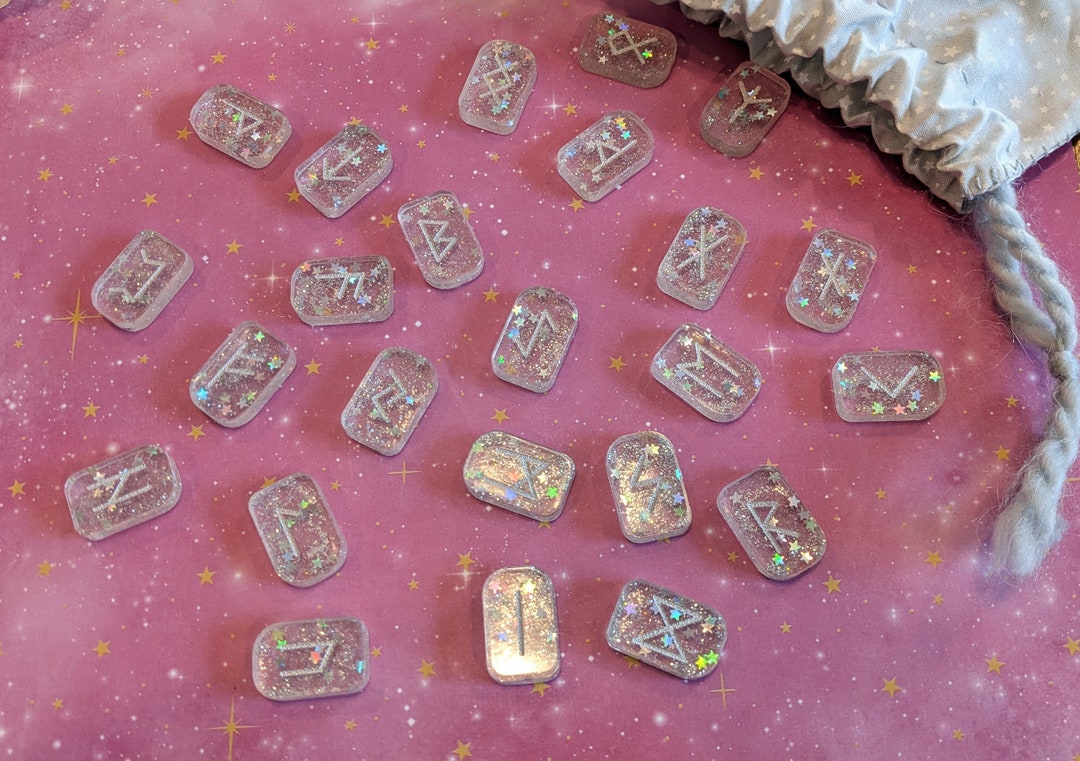 Mini Silvery Star Glitter Rune Set - Etsy