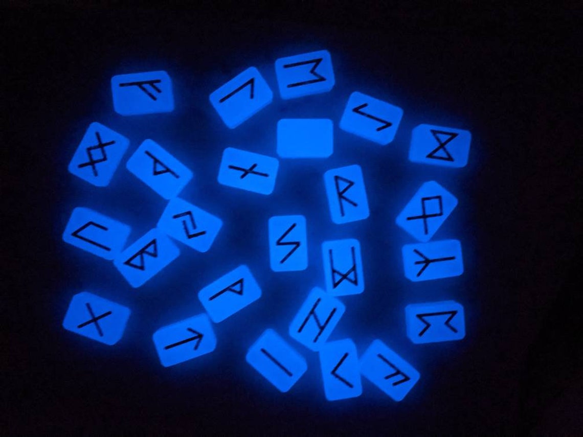 Blue Glow in the Dark Rune Set - Etsy UK
