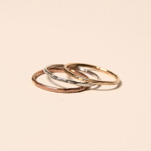 Hammered Sterling Silver Stacking Ring Band Minimalist - Etsy