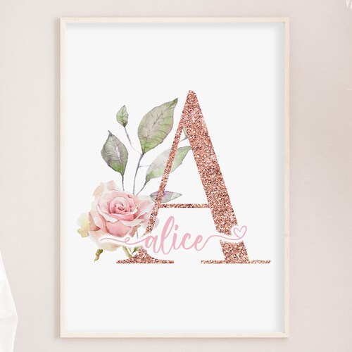 Initial Print Alphabet Poster Nursery Name Sign Baby - Etsy UK