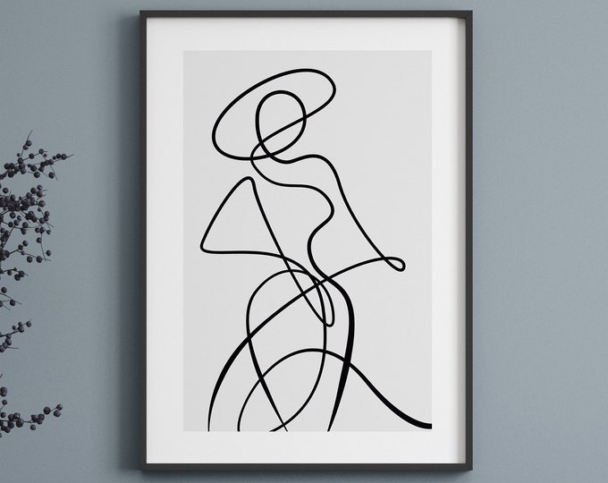 Artistic Line Drawing Abstract Line Drawing Print Neutral - Etsy
