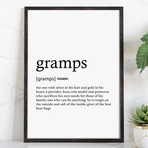 Gramps Definition Print Gramps Gift Gifts for Gramps Nan - Etsy