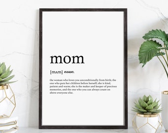 Mom Definition Print, Dictionary Poster, Quote Wall Art, Art for Mom ...