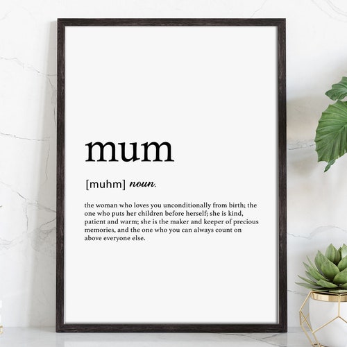 Mother's Day Gift Mum Definition Print Mum Gift - Etsy