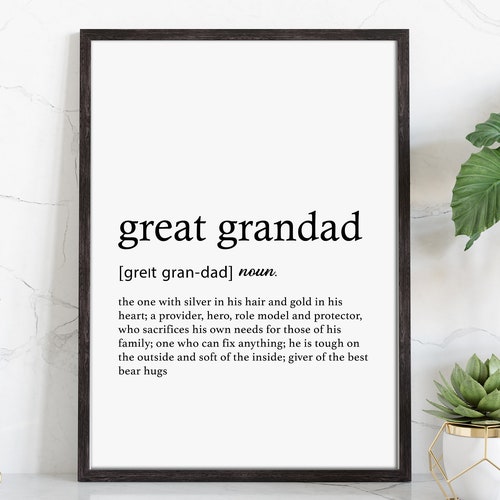 Great Grandad Definition Print Great Grandad Gift Gifts - Etsy