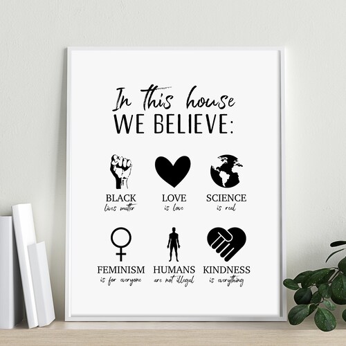 In This House We Believe Art Print Diversity Education - Etsy