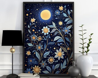 Moon and Stars William Morris Print, William Morris Poster, William ...