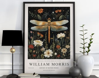 William Morris Dragonfly Print, William Morris Poster, William Morris Exhibition Print, Vintage ...
