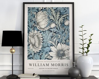 William Morris Prints, Blue William Morris Exhibition Print, Navy William Morris Poster, Vintage ...