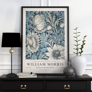 William Morris Print, Blue William Morris Exhibition Print, Floral ...