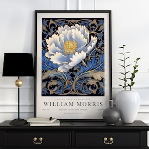 William Morris Print, Blue William Morris Exhibition Print, Floral ...