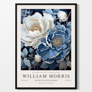 William Morris Print, Blue William Morris Exhibition Print, Floral ...