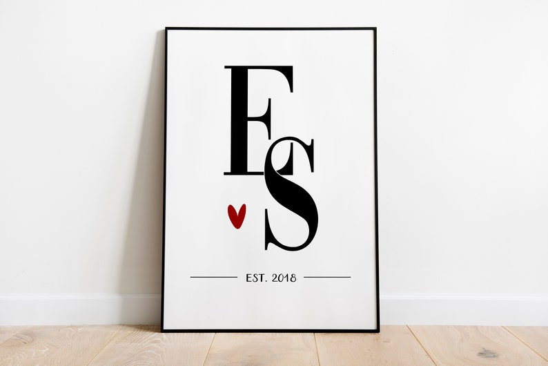 Couples Initials Print Love Print Couples Personalised | Etsy UK