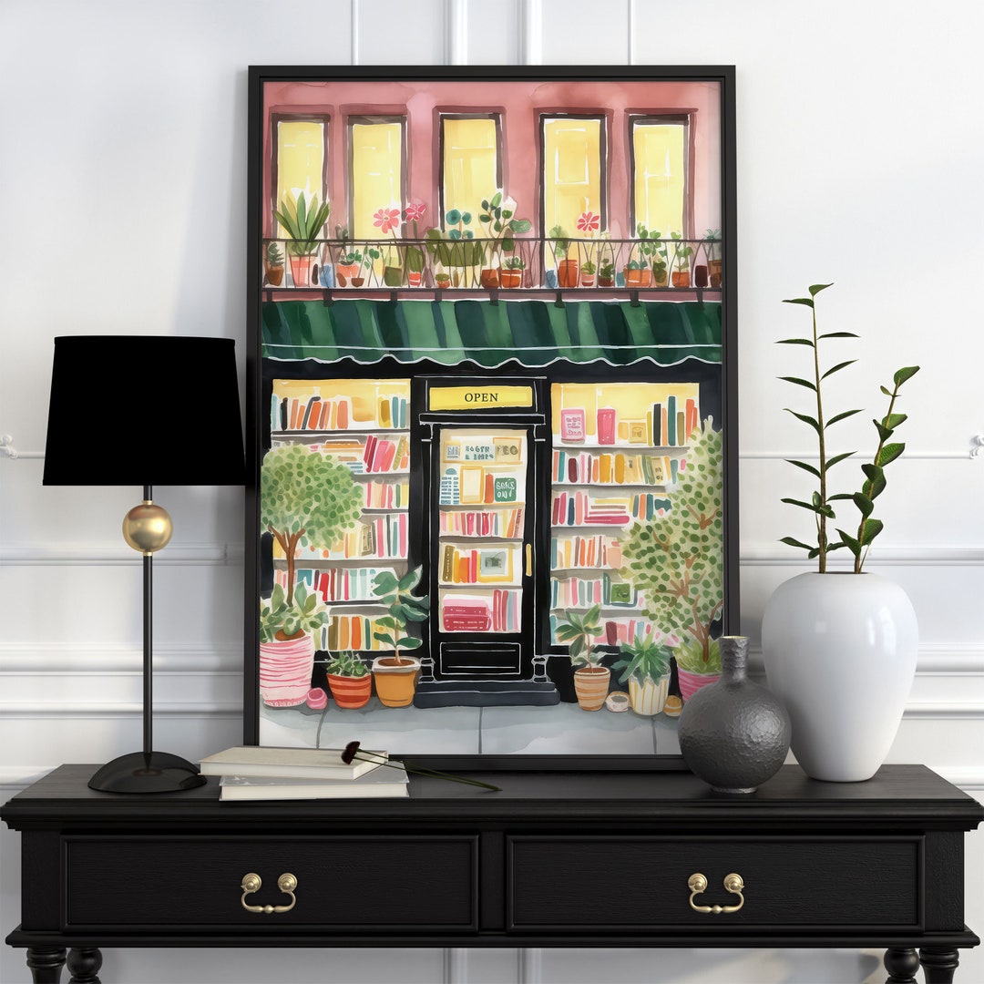 Vintage Book Store Poster, Book Shop Print, Book Lovers Gift, Reading ...