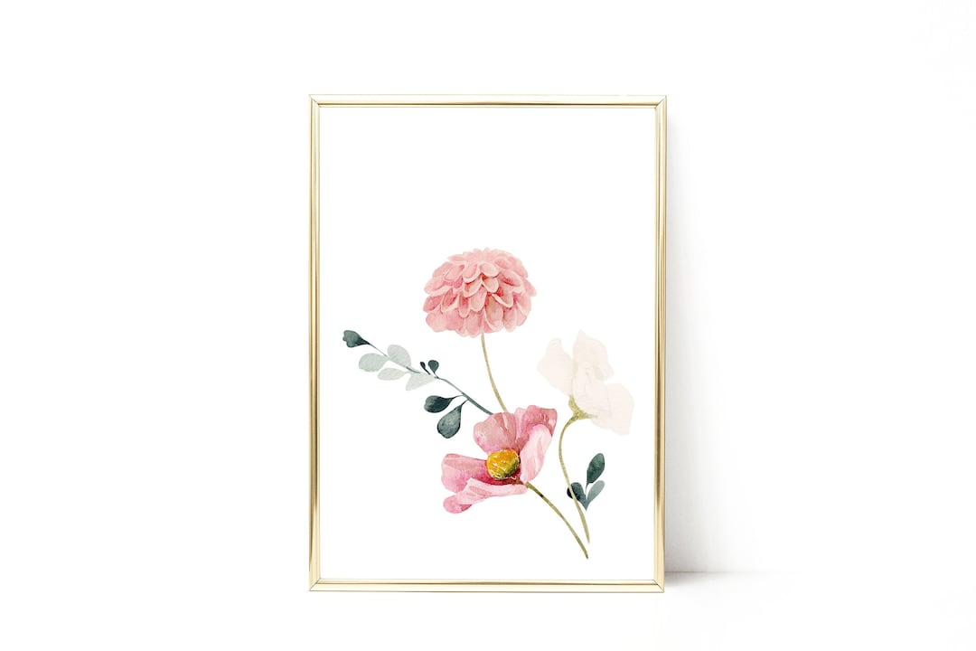 Pink Botanical Print Flowers Modern Wall Art Prints Nature Prints Boho ...