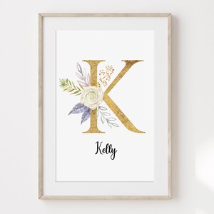 Personalised Initial Name Print A5 A4 A3 A2 8X10 5X7 Gold Nursery Decor ...