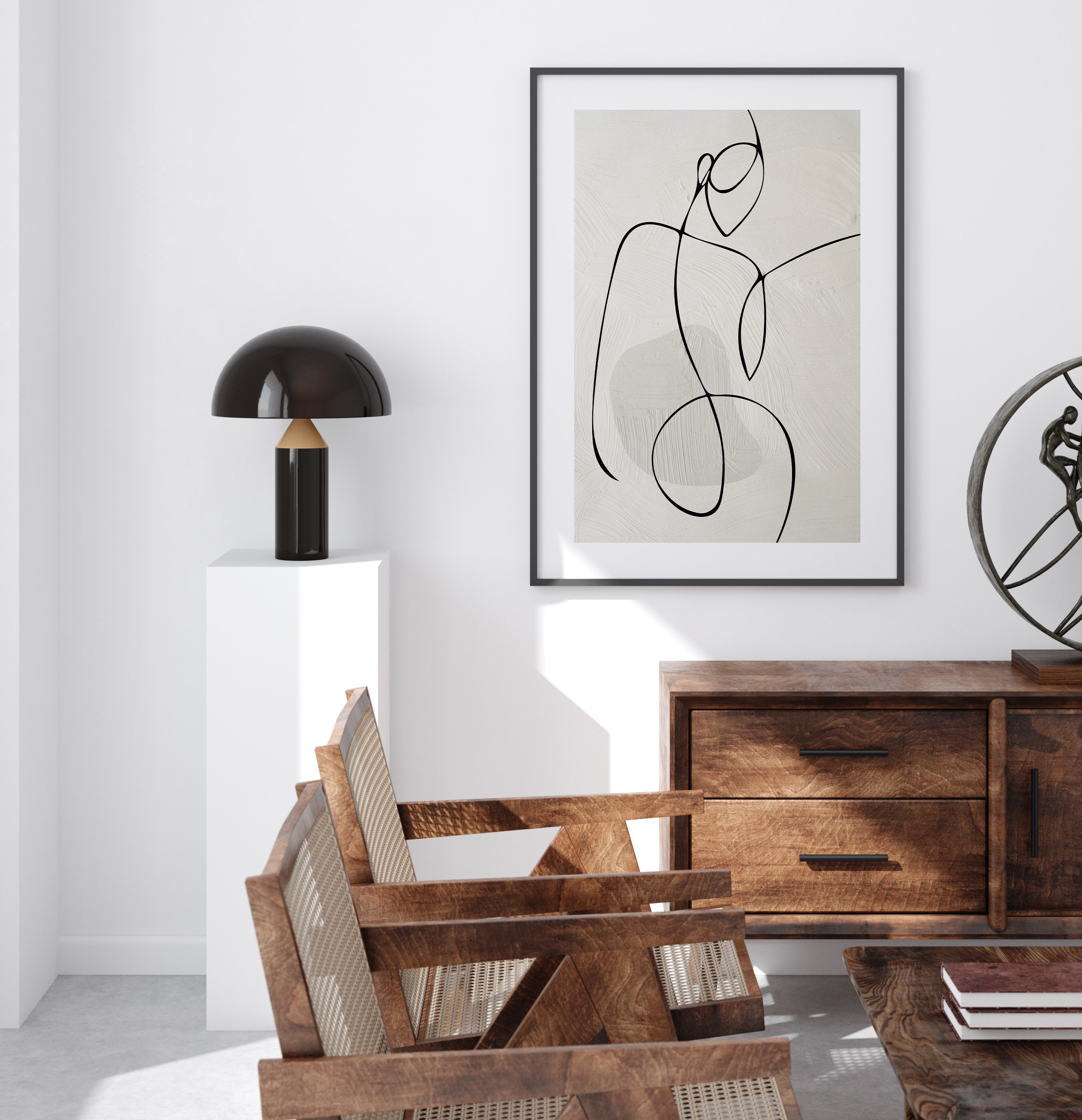 Artistic Line Drawing Abstract Line Drawing Print Neutral - Etsy