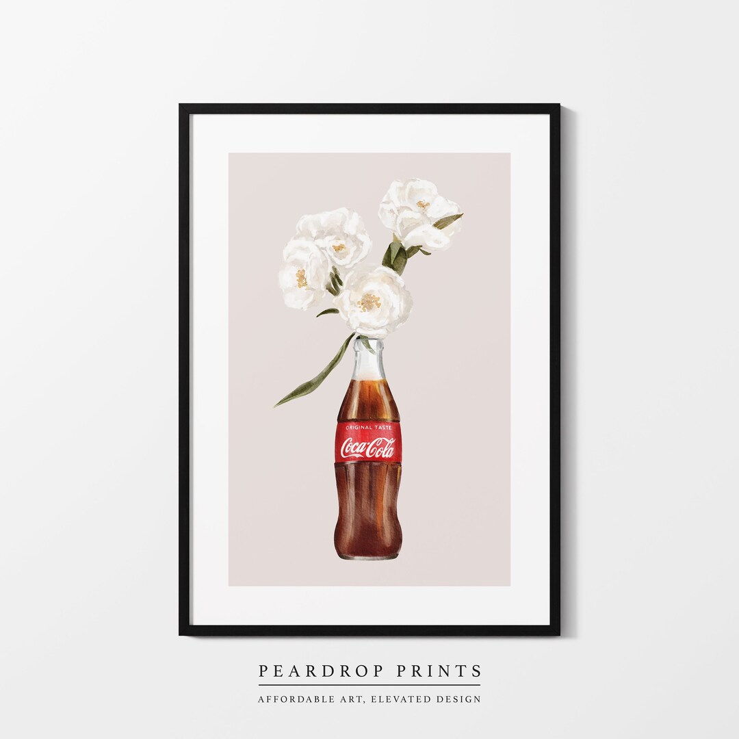 Coca-cola Bottle Print, Floral Coke Bottle Wall Art, Flower Coke Bottle ...
