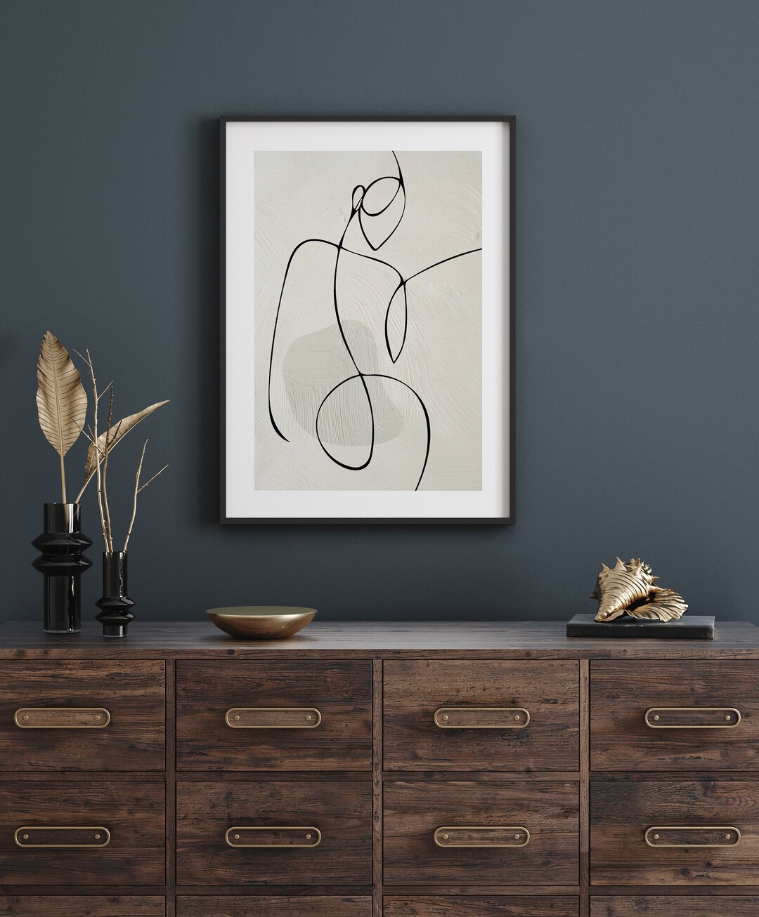 Artistic Line Drawing Abstract Line Drawing Print Neutral Decor ...