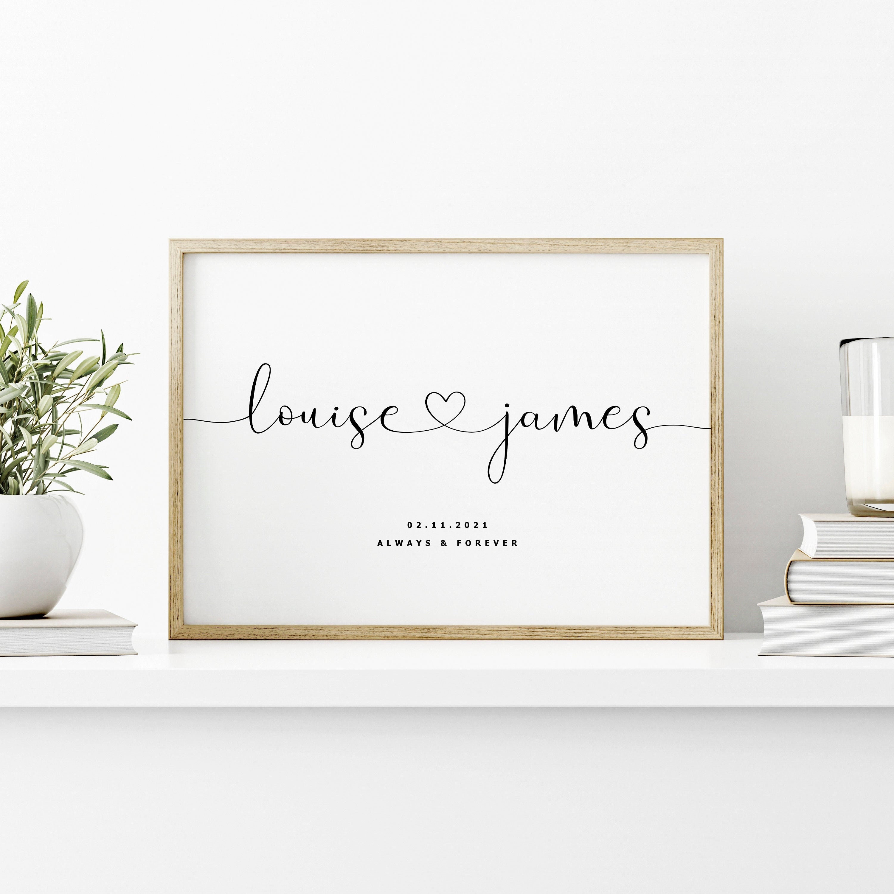 Personalised Print Custom Couple Names and Date Print | Etsy