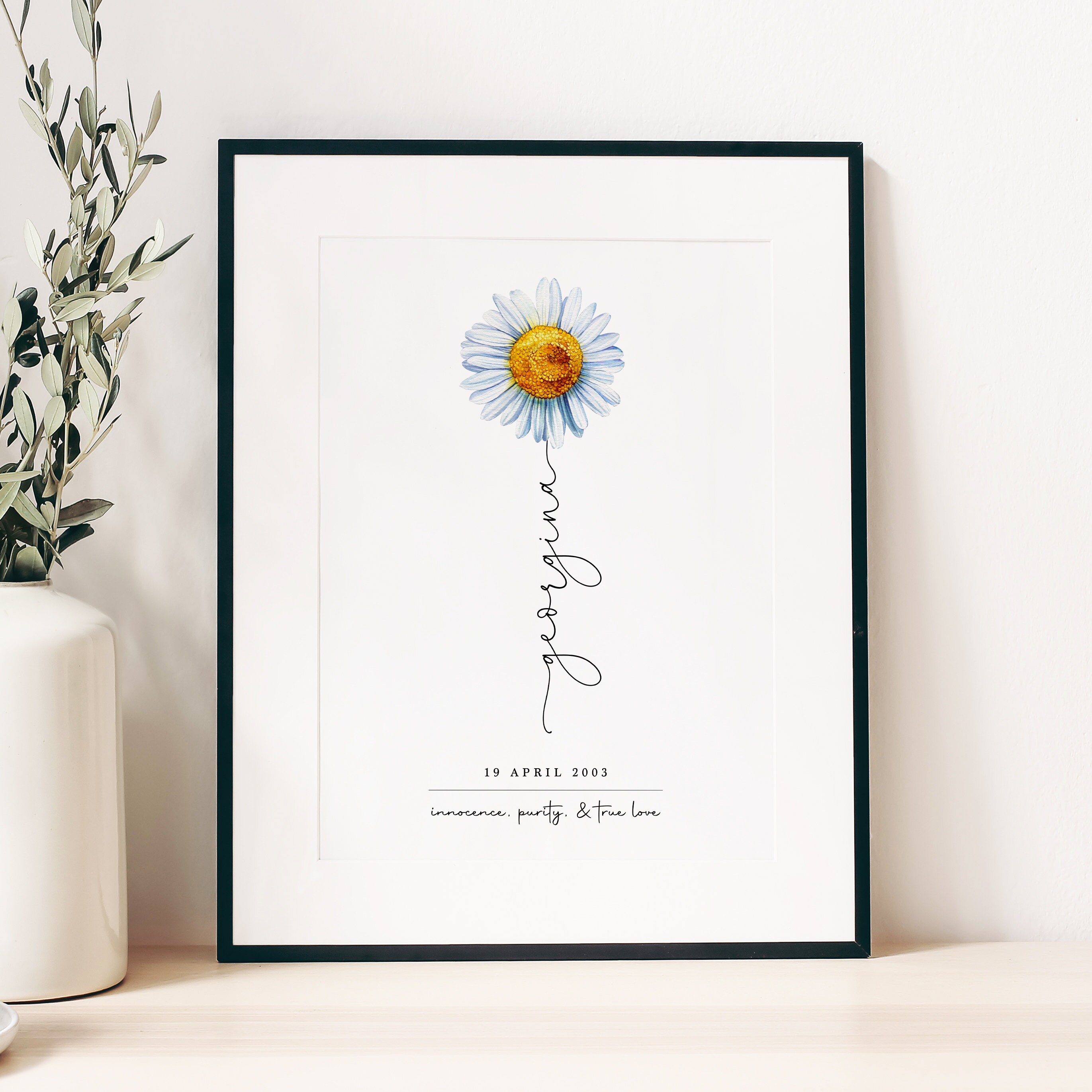 April Birth Flower Print Daisy Birth Flower Gift April - Etsy