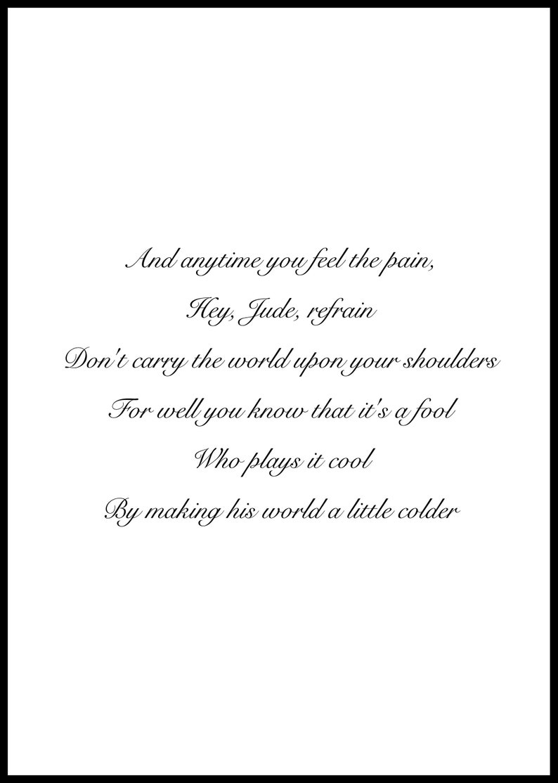 Lyrics Custom Poster Print Your Text Here Personalised | Etsy