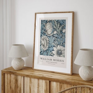 William Morris Print, Blue William Morris Exhibition Print, Floral ...