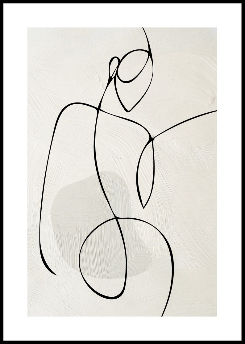 Artistic Line Drawing Abstract Line Drawing Print Neutral | Etsy