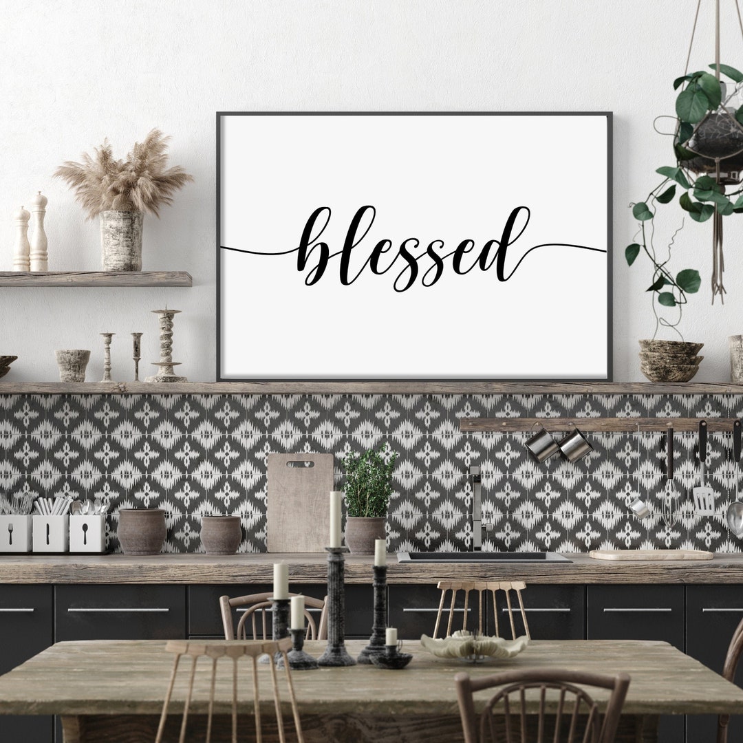 Blessed Wall Art Print Black and White Wall Art Simple - Etsy