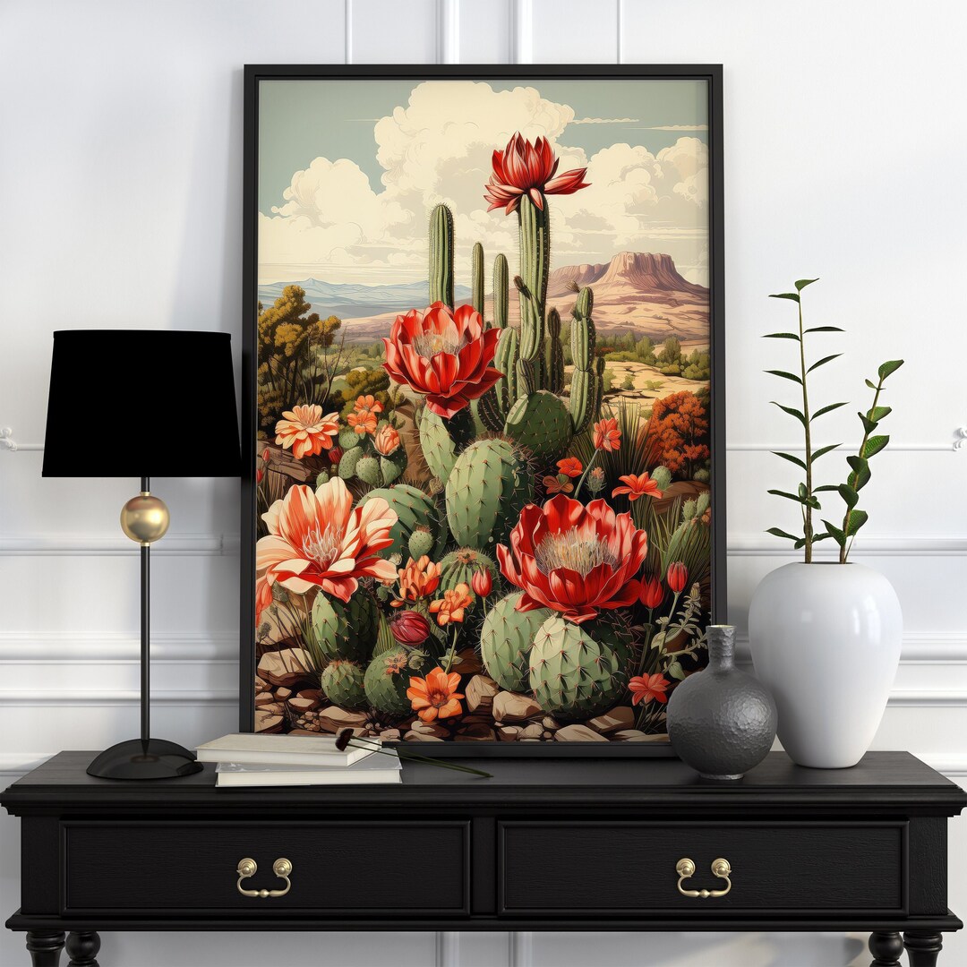 Vintage Mexican Cactus Poster, Colourful Mexican Art Prints ...