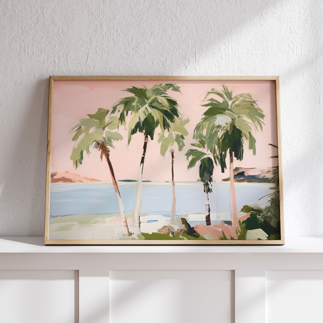 Pink Palm Tree Print, Pink Palm Tree Decor, Palm Tree Gifts, Palm Tree ...