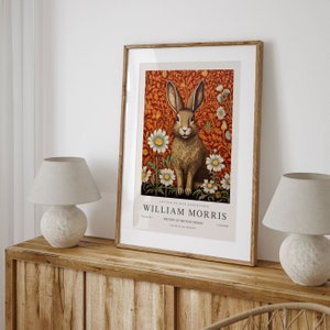 William Morris Print, Bunny William Morris Exhibition Print, Rabbit ...