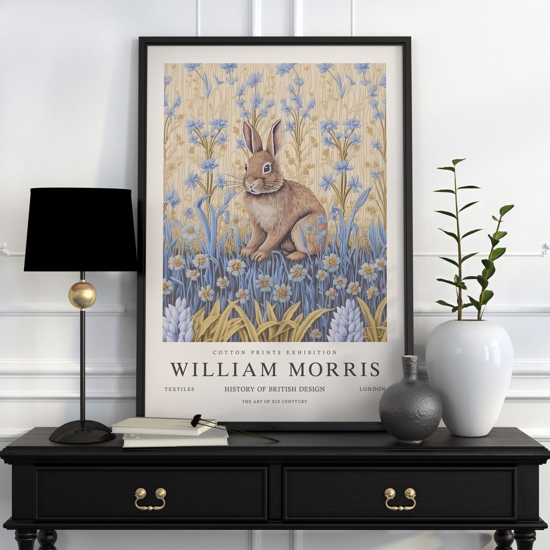 William Morris Print, Bunny William Morris Exhibition Print, Rabbit ...