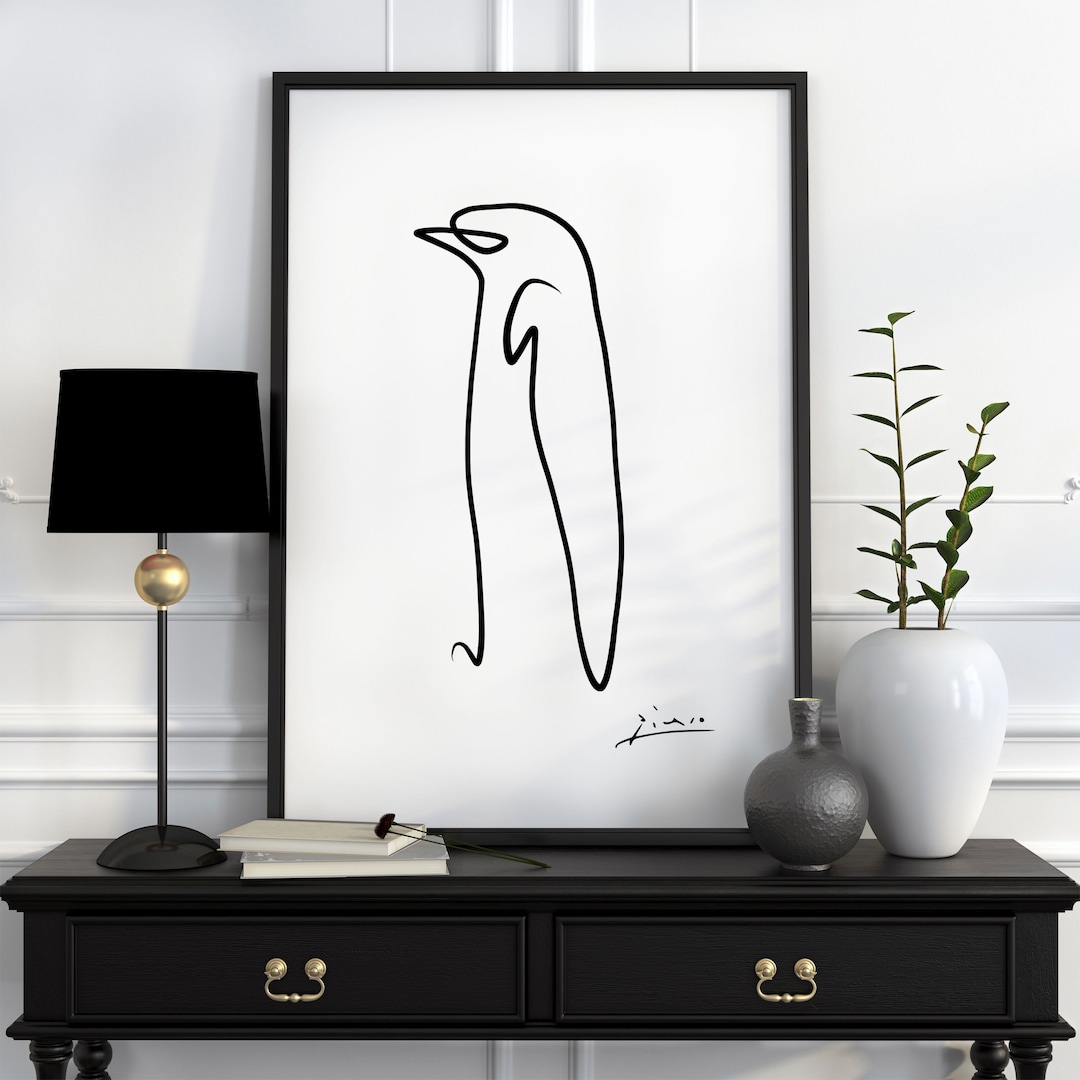 Pablo Picasso Penguin Print Penguin Wall Art Minimalist Picasso Print ...