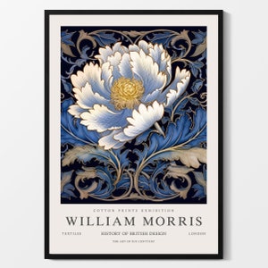 William Morris Print, Blue William Morris Exhibition Print, Floral ...
