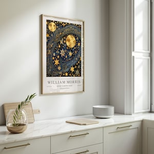 William Morris Moon & Stars Print, William Morris Exhibition Print ...