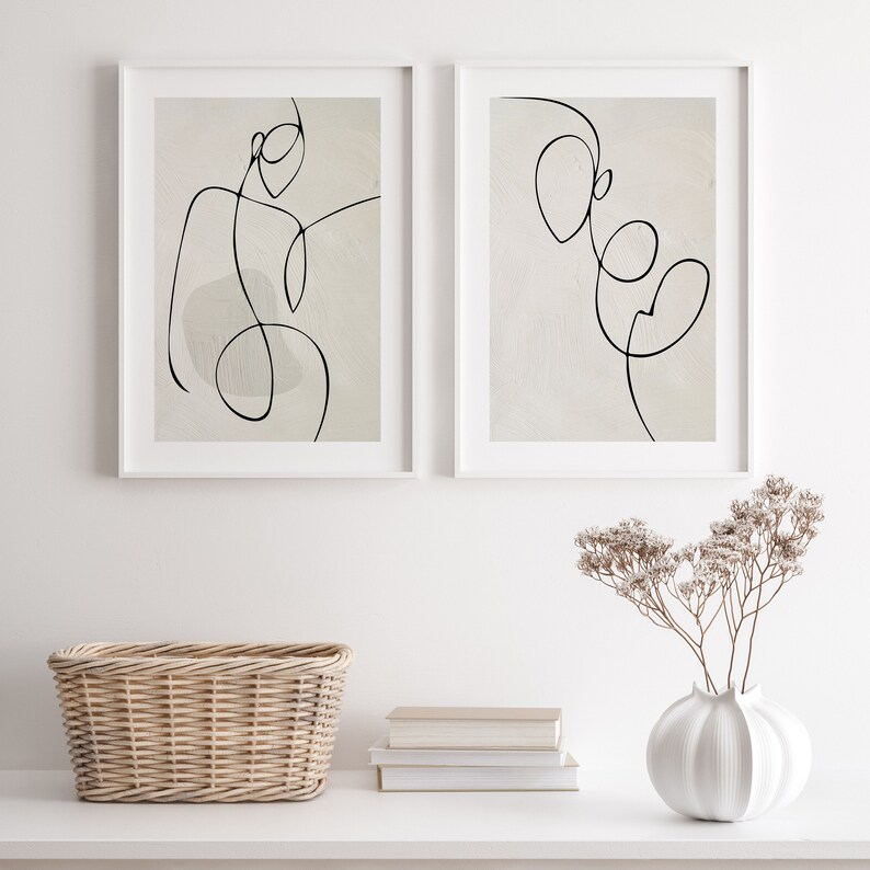 Artistic Line Drawing Abstract Line Drawing Print Neutral | Etsy
