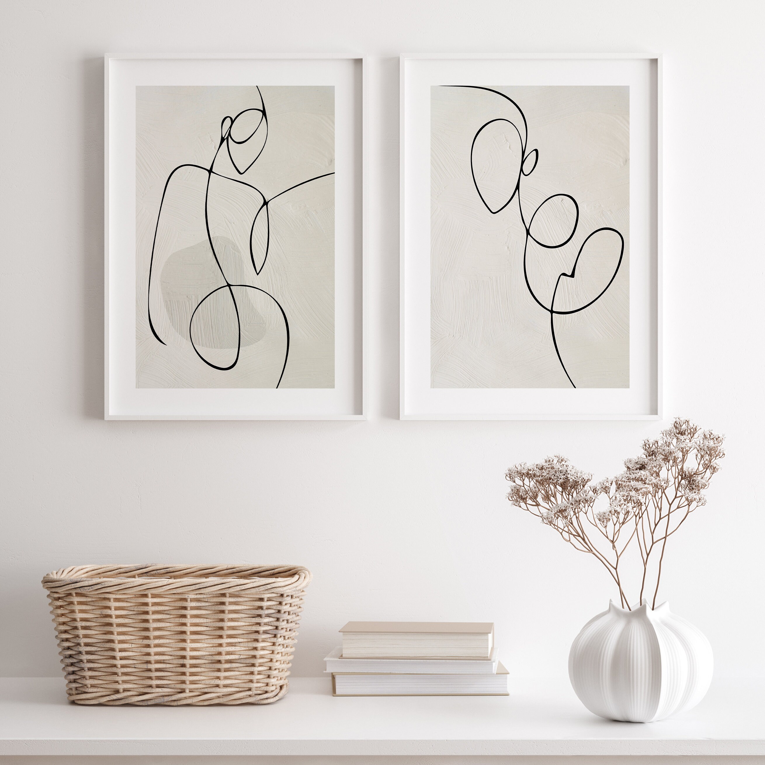 Artistic Line Drawing Abstract Line Drawing Print Neutral | Etsy