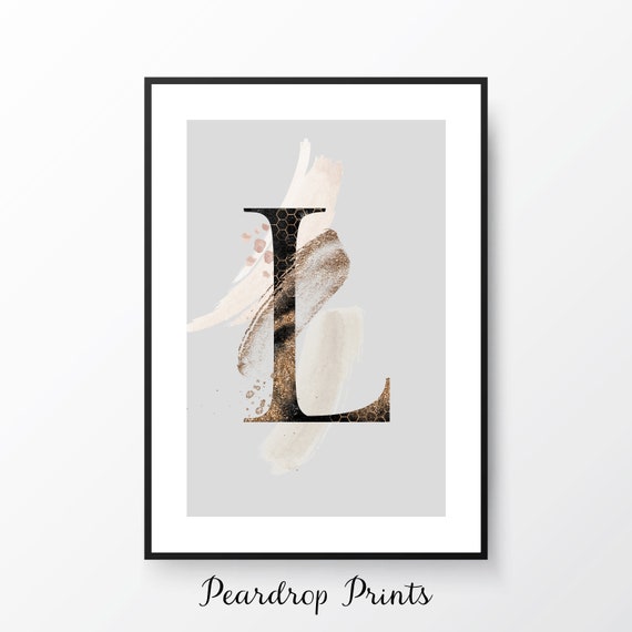 Initial Print Alphabet Print Letter Wall Art Bedroom | Etsy