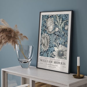 William Morris Print, Blue William Morris Exhibition Print, Floral ...