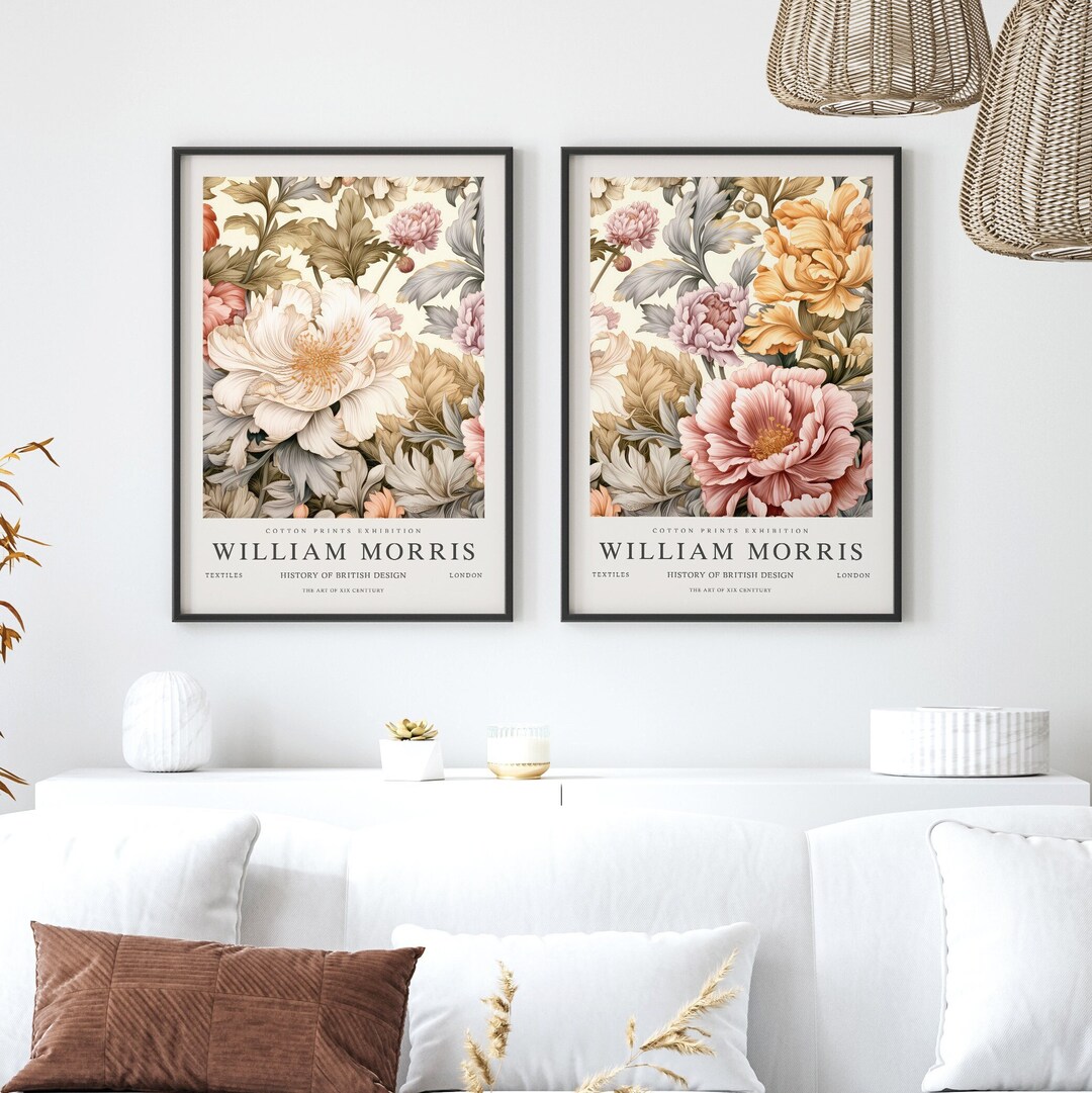Set of 2 William Morris Prints, Muted William Morris Exhibition Print ...