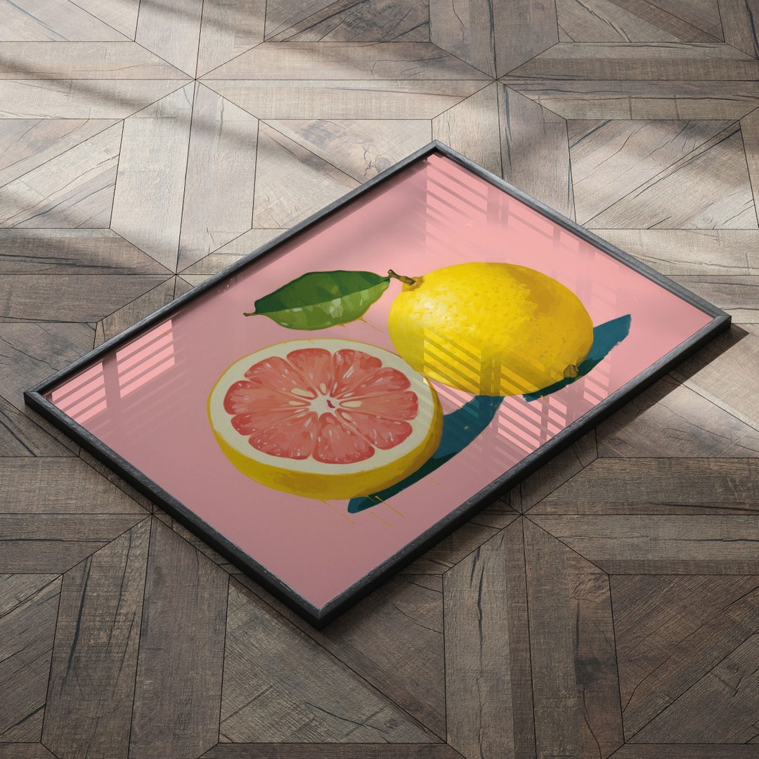 Pink Lemon Print Pink Lemon Decor Lemon Gifts Lemon Art - Etsy