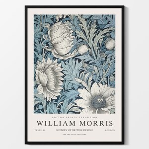 William Morris Print, Blue William Morris Exhibition Print, Floral William Morris Poster ...