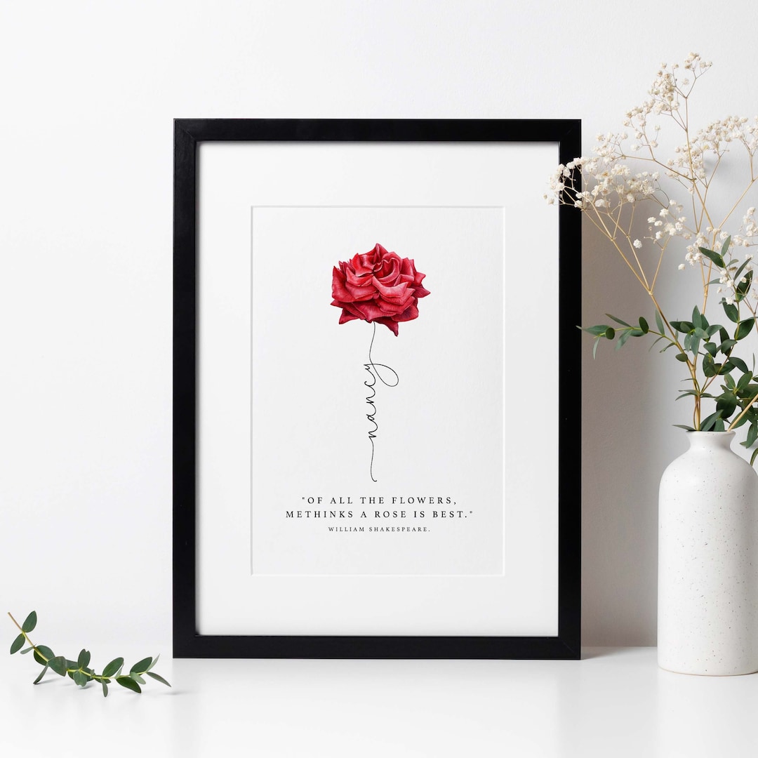William Shakespeare Print of All the Flowers Methinks A Rose is Best ...